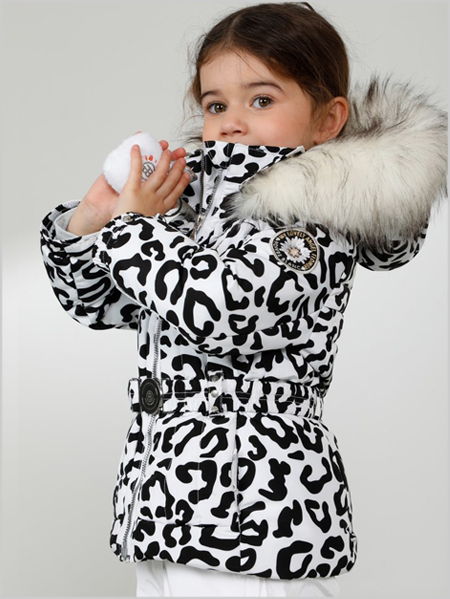 Poivre Blanc girls White Leopard ski jacket | Alpine Room