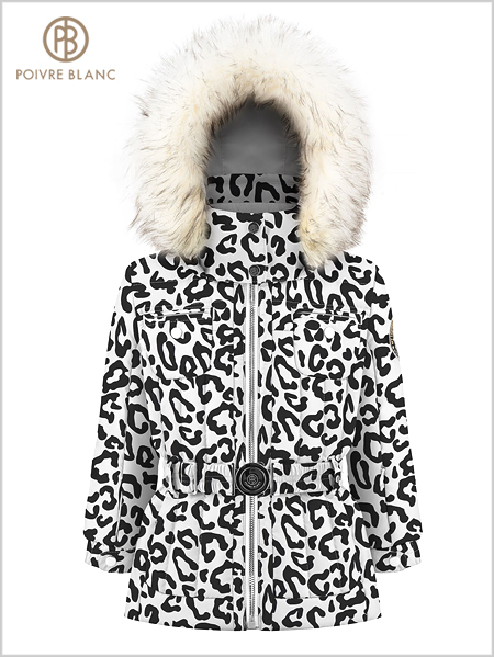Poivre Blanc girls White Leopard ski jacket | Alpine Room