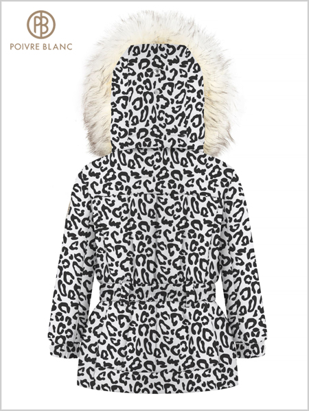 Poivre Blanc girls White Leopard ski jacket | Alpine Room